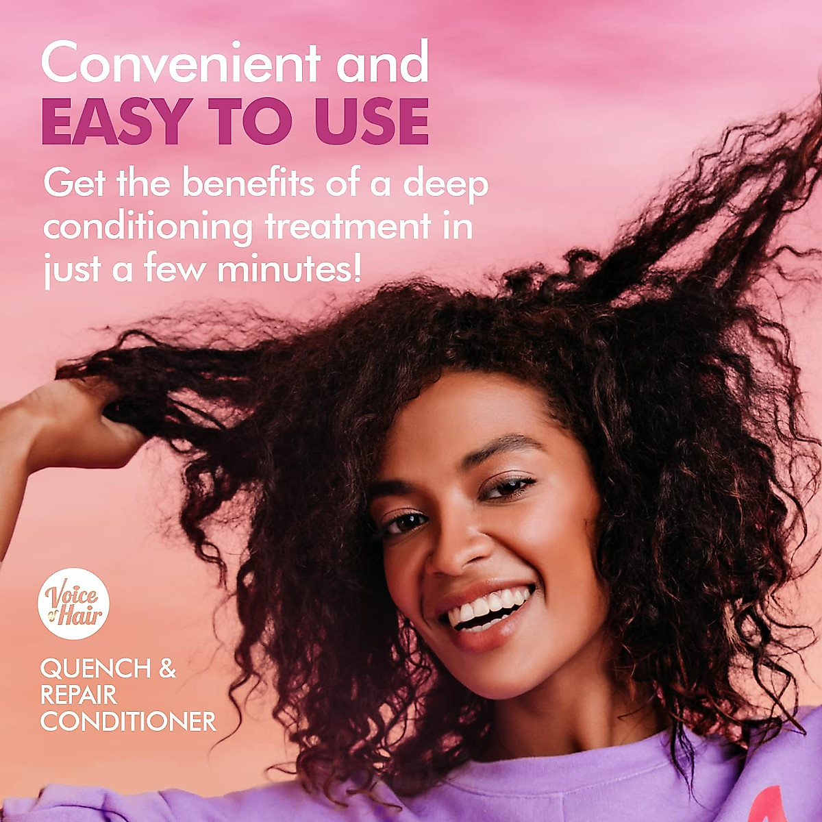 Voice of Hair Quench & Repair Conditioner: Moisture Restoration & pH Balance - Black Seed Oil, Aloe, Olive Oil - Ideal for Curly, Dry, Natural, Silk Press, Color Treated Hair - 8 Fl Oz