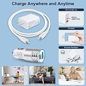 Android USB C Google Pixel 7 Fast Wall Charger for Google Pixel 7 Pro 6a 6 Pro 5a 5 4a 4 XL 3a 3 XL 2,Samsung S23 S22 S21 A14 A04S A53 A13,20W Fast Charging Block 38W Car Charger 6ft Type C to C Cable