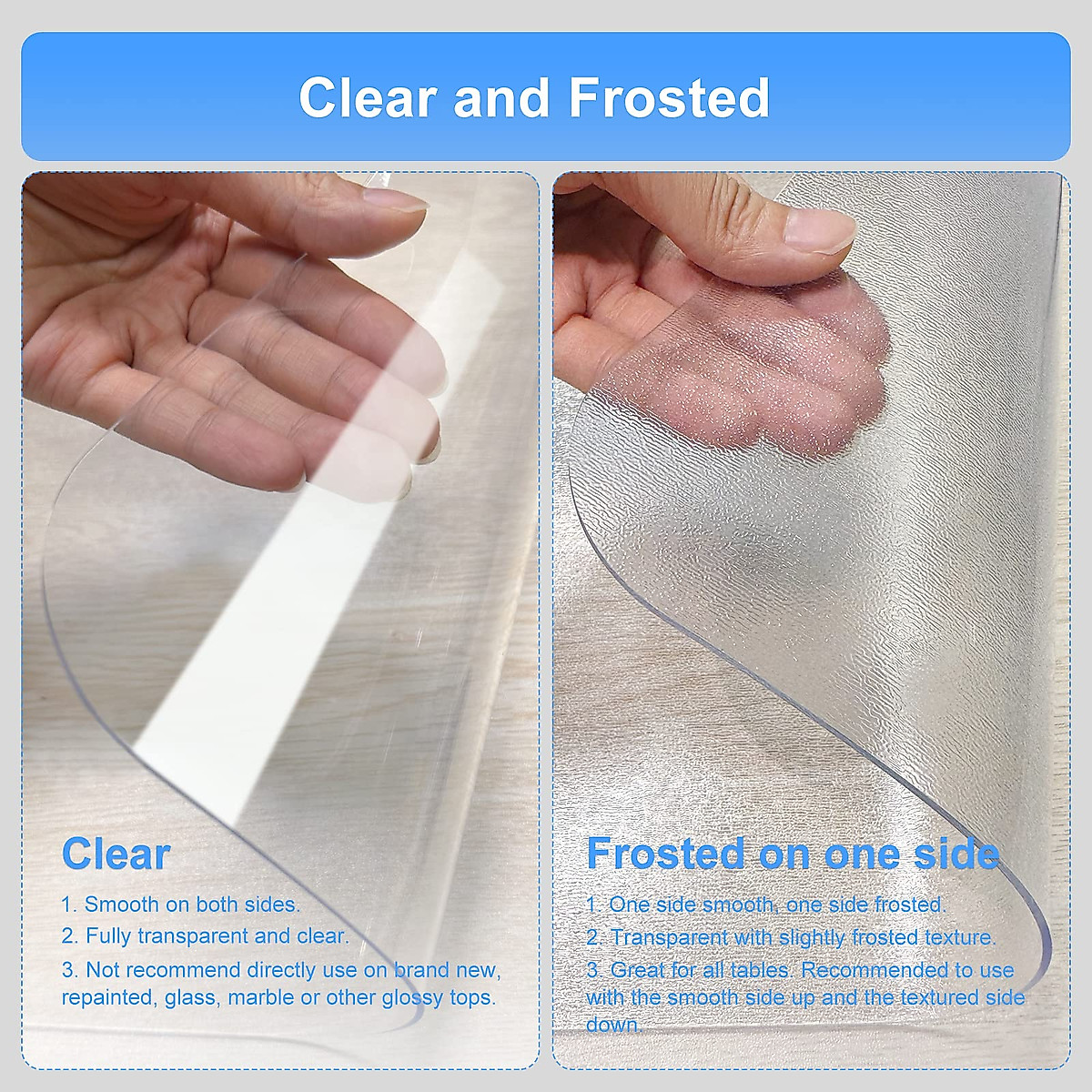 NATRKE Clear Desk Mat Pad, 32"x16" Large Transparent Desk Protector Mat Plastic Desk Mat, 1.5mm PVC Waterproof Non-Slip Clear for Desktop Home Office