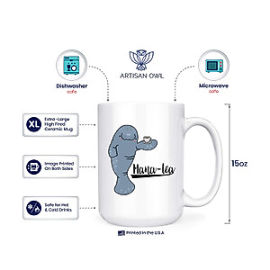 Mana-Tea Funny Manatee Mug - 15oz Deluxe Double-Sided Coffee Tea Mug