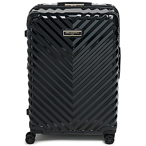 Karl Lagerfeld Paris Women's Suitcase Spinner Wheels Hardside, Deep Black, One Size