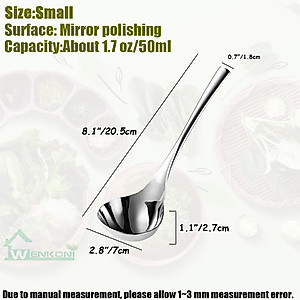 Wenkoni Small Soup Ladle,Sauce ladle,Gravy Soup Spoon Ladle, 1 Pack Hollow handle SUS 304 Stainless Steel 8‘’ Ladle (Color:Silver).