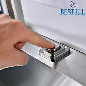 BESTILL Garbage Disposal Air Switch Kit with Single Outlet, UL Listed(E530042), Sink Top Long Push Button for Waste Disposer, Square Brass Cover, Brushed Nickel