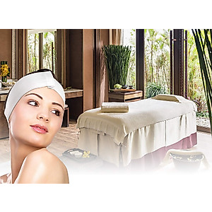 Dukal Stretch Headbands. Pack of 48 Disposable Headbands for Spa Treatments. White Headbands with Hook and Loop Closure. Elastic Spa Headbands. Soft Flexible Material, 900552