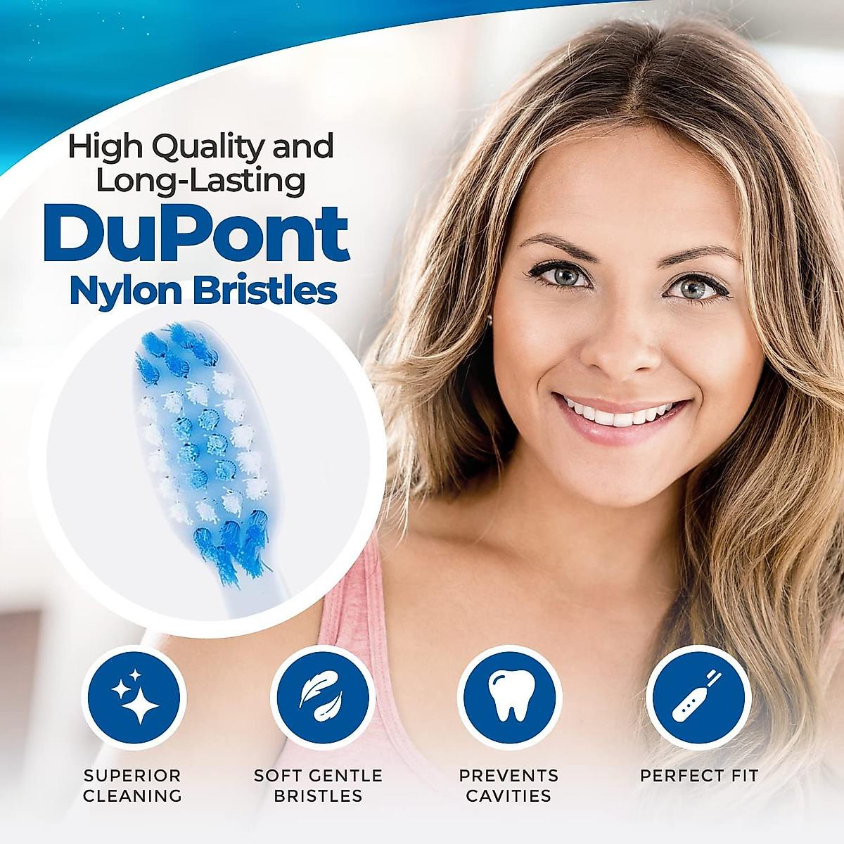 Pop Sonic Replacement Electronic Toothbrush Heads, Compatible with Go Sonic, USB, Pro Sonic Toothbrushes w/Soft Dupont Tynex Nylon Bristles, 2-Pack