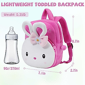 Toddler Backpack for Girls, ChaseChic Cute Cartoon Mini Plush Lightweight Soft Baby Backpack, Daycare backpack, Bunny