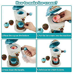 Ice Cream Tea Party Play Set for Kids Role Play, Dessert Coffee Toys, Create Sweet Treats and Brew Coffee in Style Play House, for Boys Girls 3 4 5 6 Years Old, Birthday Gifts, Class Rewards,Christmas