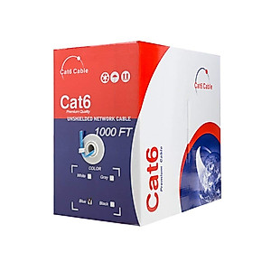 Satmaximum CAT6 1000ft UTP Blue Ethernet Solid Cable 550Mhz LAN Cable 23AWG RJ45 Network Wire Bulk (Blue)