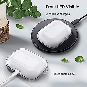 ULAK Compatible with Airpods Pro Case Clear, Designed Protective Cover Soft TPU Transparent Shockproof Case Accessories Keychain for Airpods Pro 1st Generation 2019 [Front Led Visible], Crystal Clear