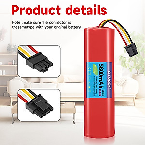 CITYORK Replacement Battery for Xiaomi Roborock S4 S4 Max S5 S5 Max S6 S7 S55 S50 S51 S55, for Xiaowa C10 E25 E20 E35 Vacuum Robot Cleaner, 5600mAh 14.4V