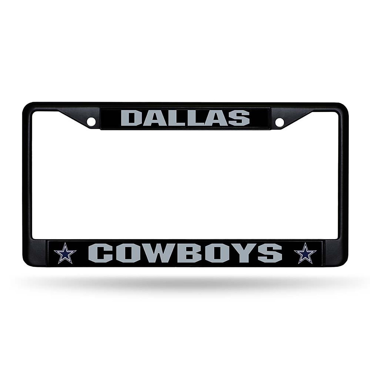Rico Industries NFL Football Dallas Cowboys Primary Black Chrome Frame with Plastic Inserts 12" x 6" Car/Truck Auto Accessory