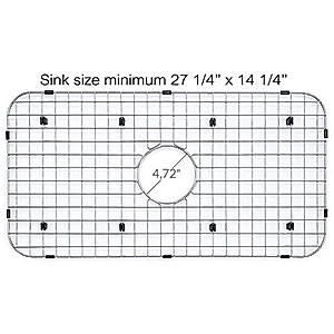 Kitchen Sink Protector - 27 1/4” x 14 1/4” Sink Size - Sink Protectors for Kitchen Sink with Center Drain - Stainless Steel Sink Grid - Protect Your Sink from Scratches