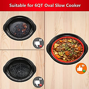 Silicone Slow Cooker Liners,HOUPEACE Reusable&Leekproof Cooking Liners with Mitts Fit for 6QT Oval Crock-Pot,Hamil-ton Beach Slow Cooker(2Pack)