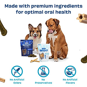 Bark Bright Durable Dental Chew Sticks for Dogs (15 Chews) Made for Tough Chewers - Small Breeds