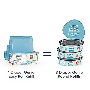 Diaper Genie Signature Pail Includes 1 Easy Roll Refill with 18 Bags | Holds Up to 846 Newborn-Sized Diapers Per Refill