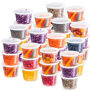 Plastic Deli Food Storage Containers With Leak-Proof Lids 48 Pack, 16 Oz | Microwaveable Airtight Container For Soups, Snacks, Meal Prep, Salad, Ice Cream | BPA-Free Kitchen & Restaurant Supplies (48)