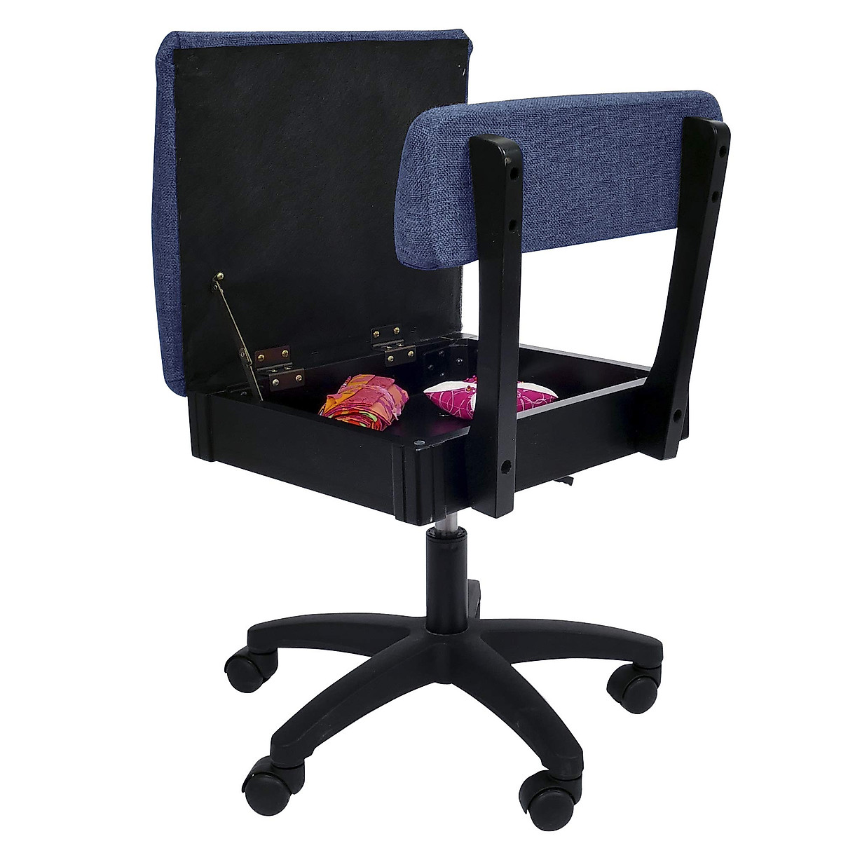 Arrow Sewing H8130 Adjustable Height Hydraulic Sewing and Craft Chair with Under Seat Storage and Solid Fabric, Duchess Blue Fabric