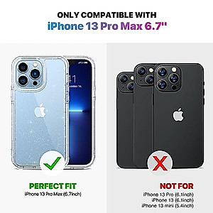 Diaclara Designed for iPhone 13 Pro Max Case [2023 New] Full Body Case with Built-in Touch Sensitive Anti-Scratch Screen Protector, Shockproof Phone Case for iPhone 13 Pro Max 6.7" (Clear Glitter)