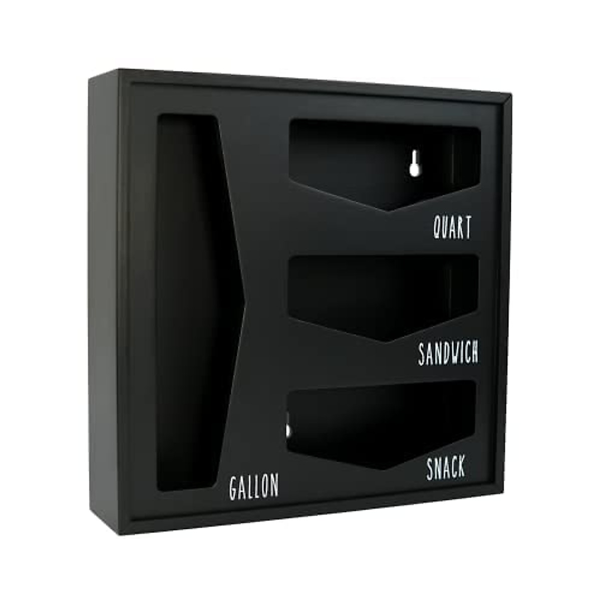 Pandability Premium Storage Bag Organizer for Drawer – Kitchen Organization – Food Storage Container - Compatible with Ziplock Style Bags, Quart Bags & Gallon Bags – Bamboo w/Farmhouse Font - Black