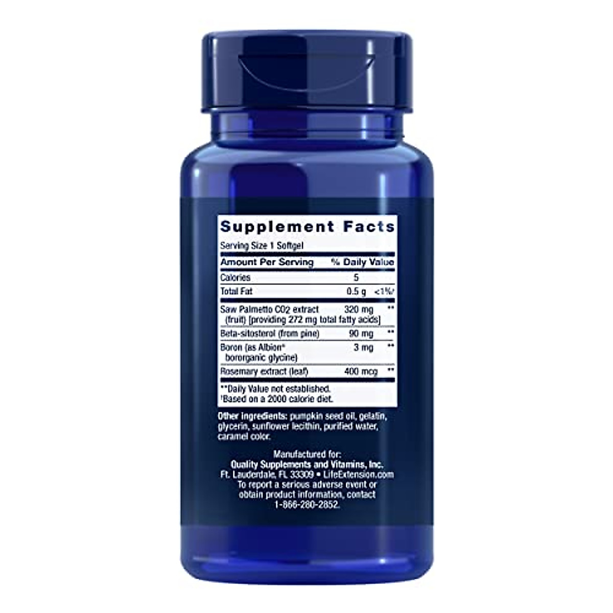 Life Extension PalmettoGuard Saw Palmetto & Beta-Sitosterol – Supports Healthy Prostate Function & Hormone Metabolism Health – Supplements for Men - Gluten-Free, Non-GMO – 30 softgels