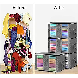 DRAMLOR Under Bed Storage Bags, 4 Pack Large Capacity Underbed Storage Containers with Reinforced Handles, Clothes Storage Bins Foldable Closet Organizers for Blanket, Pillows, Comforters and Quilts