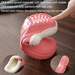Reenloon Waterproof Slippers Women Men Fur Lined Clogs Winter Classic Outdoor Garden Comfy Warm Non-Slip Slippers