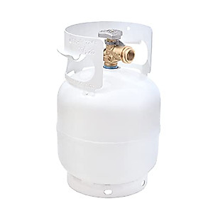 Flame King YSN5LB-GAUGE 5lb Steel Propane Tank Cylinder with Gauge and OPD Valves for Grills and BBQs, Camping, Fishing, & Outdoor Activities, White