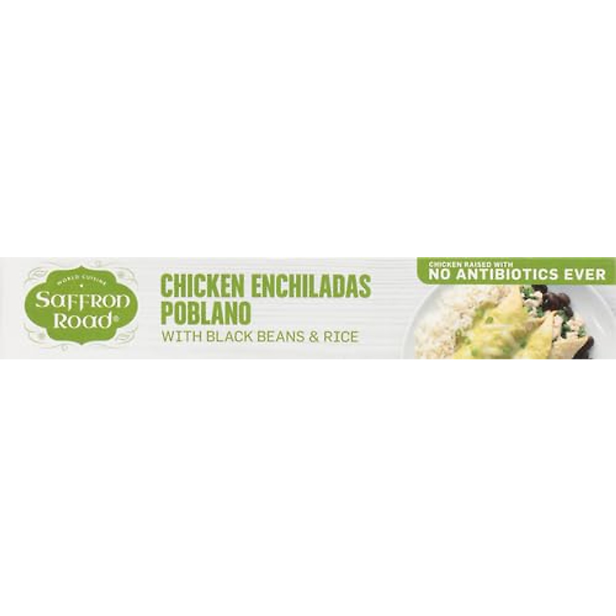 Saffron Road Chicken Enchiladas Poblano with Black Beans and Rice Frozen Dinner, 10oz - Antibiotic Free, Gluten Free, Halal