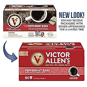 Victor Allen's Coffee Peppermint Bark Flavored, Medium Roast, 80 Count, Single Serve Coffee Pods for Keurig K-Cup Brewers