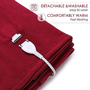 Electric Heated Blanket Twin Size 62'' x 84'' Super Cozy Soft Fleece Fast Heating & ETL Certification with 10 Hours Auto-Off & 4 Heating Levels - Red Wine