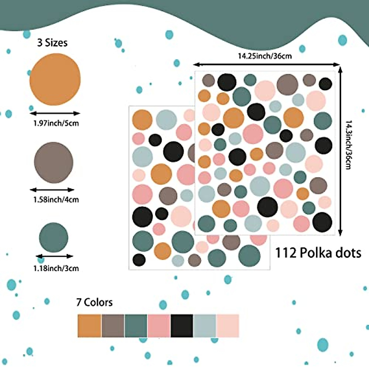 Colorful Polka Dots Wall Decals Boho Rainbow Wall Stickers Murals for Boys Girls Bedroom Living Room Classroom Playroom Decor 112pcs Dots Boho Vinyl Removable Art Wall Stickers