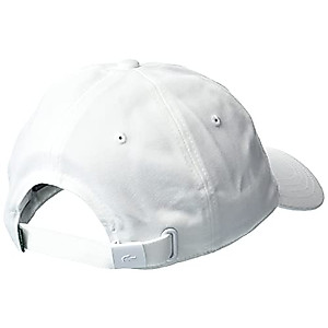 Lacoste Mens Adjustable Organic Cotton Twill Cap, White, One Size