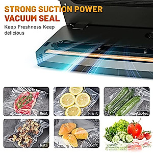 Sumajuc Vacuum Sealer for Food Saving - Vac Packing Machine with Dry & Moist Mode for Food Preservation and Storage with 10 Vacuum Seal Bags (Black)