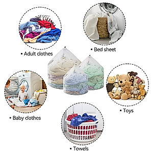 3Pcs Laundry Mesh Wash Bags, Drawstring Net Laundry Bag for Washing Machine, Mesh Laundry Wash Bags for Home Dorm Hotel Travel Use