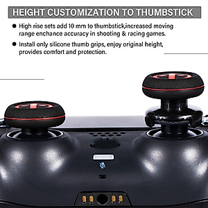 Playrealm FPS Thumbstick Extender & Printing Rubber Silicone Grip Cover 2 Sets for PS5 Dualsenese & PS4 Controller (Immortal)