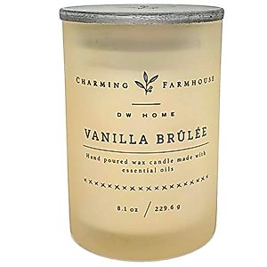 DW Home Charming Farmhouse Vanilla Brulee Scented Candle Wooden Wick