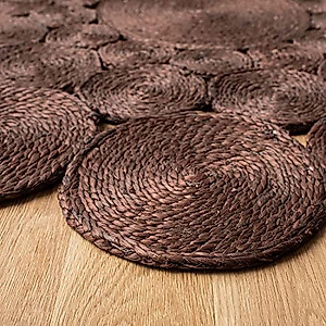 THE PIKKU INTERNATIONAL - Rug Round Jute Hand Woven Circle Design Area Rug Brown Dye Carpet (11 X 11 Feet)
