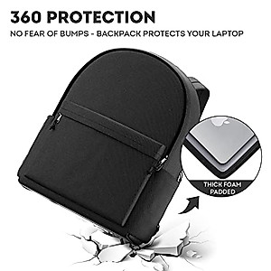 XJ-HOME Lightweight Laptop Backpack, Waterproof Casual Daypack for Men and Women, Rucksack College Gym Backpack for College Travel Business, Black