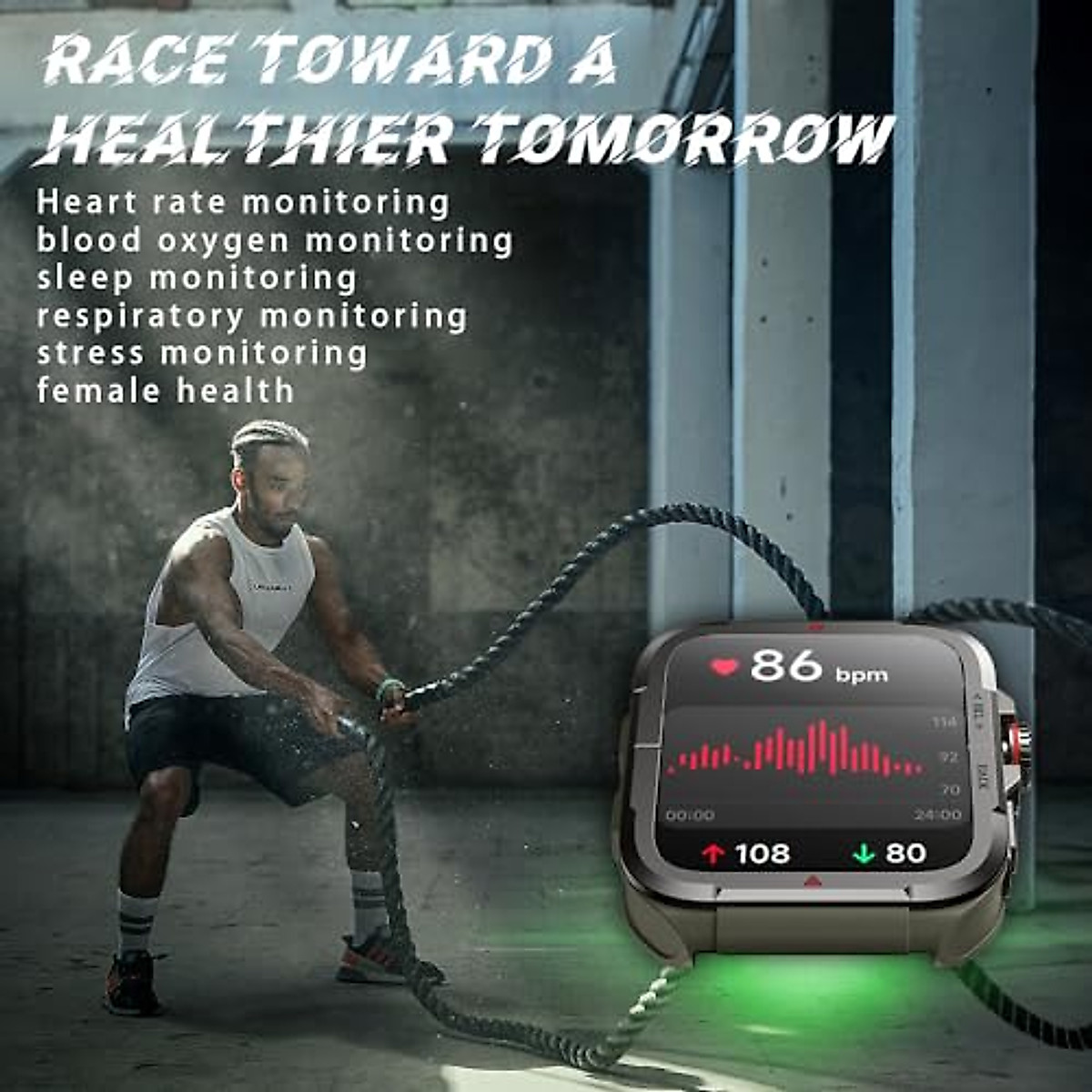 Smart Watch for Men with Bluetooth Call, Alexa Built-in1.8'' Rugged Military Smartwatch, 100+ Workouts SpO2 Heart Rate Monitor Sleep Step Counter IP68 Waterproof Activity Trackers for Android iPhone