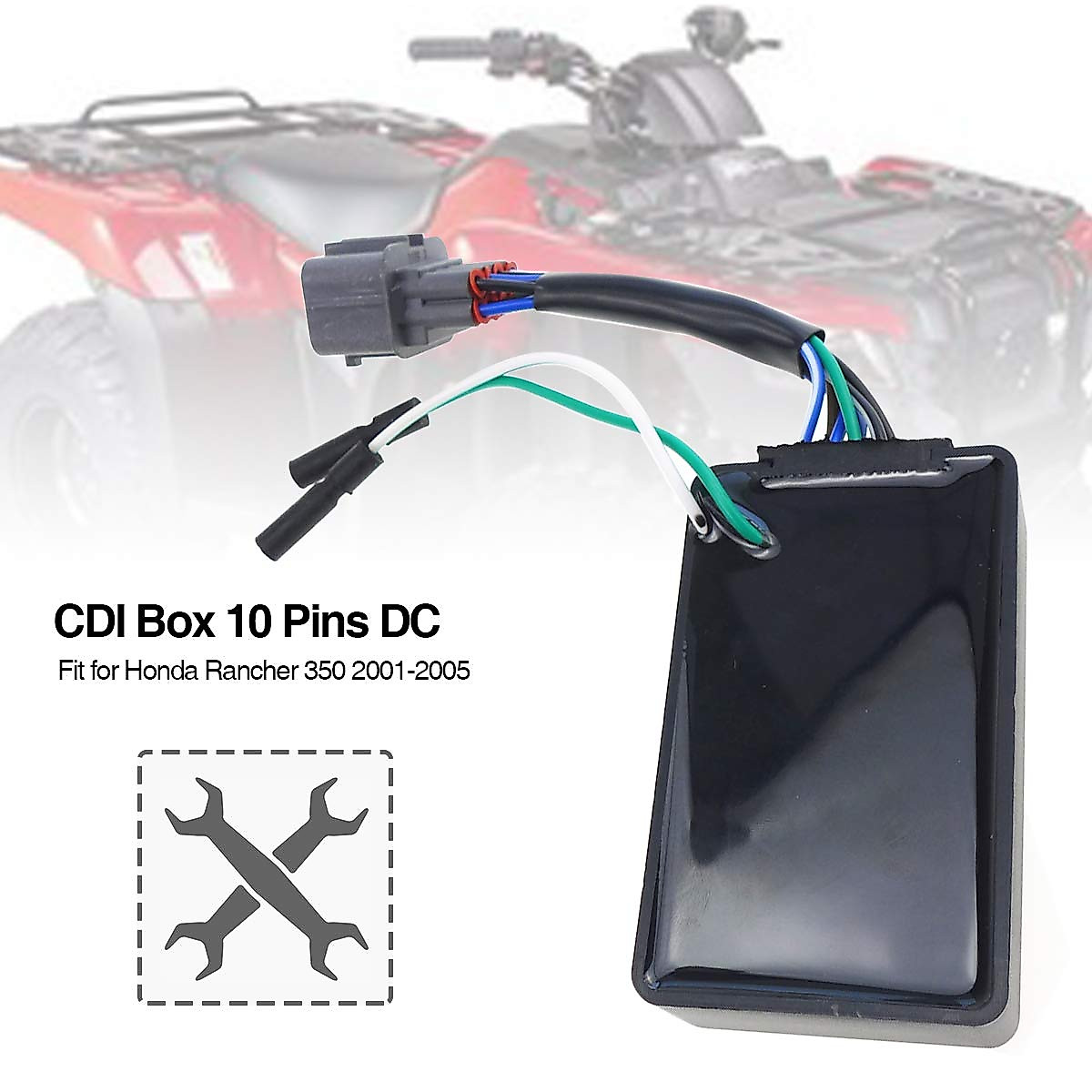 High Performance CDI Box Fit for Honda Rancher 350 TRX350 FE FM TE TM 2000-2005, 10 Pins DC Ignition CDI Box Replace 30410-HN5-671 30410-HN4-671 30400-HN5-305 30400-HN4-305 30410-HN4-670 30410-HN5-670