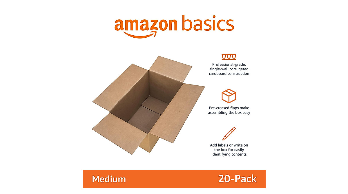 Amazon Basics Medium Moving Boxes – 20 Pack for Easy Packing