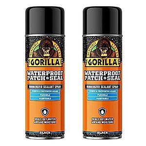 Gorilla Waterproof Patch & Seal Rubberized Sealant Spray; Black; 16oz (Pack of 2)