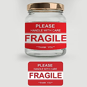 Anylabel 3 x 2 inch Handle with Care Fragile Thank You Warning Packing Shipping Label Stickers Permanent Adhesive (1 Roll, 500 Labels)