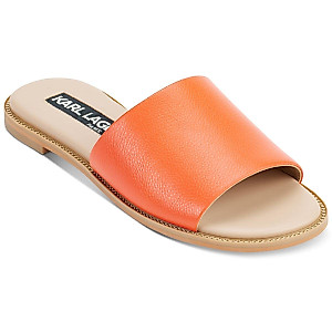 Karl Lagerfeld Paris Womens Gloria Suede Flat Sandals Orange 6.5 Medium (B,M)