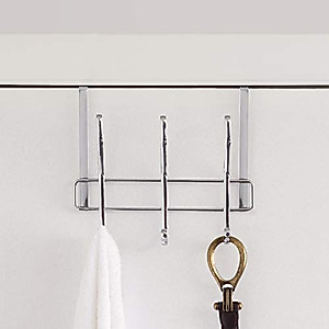 Home Basics 3 Dual Hook Over the Door Hanging Organizing Rack, Multi-purpose for Hanging Clothes, Towels, Coats, Rust Resistant, Chrome