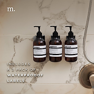 MaisoNovo Shampoo and Conditioner Dispenser - 3 Plastic Amber 3 Wall Mount Black - 3 Plastic Black 3 Wall Mount Black