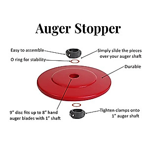 Ice Fishing Auger Stopper Disc- Prevent Auger Blade from Slipping Beneath The Ice- for use with Cordless 20volt Lithium Battery Powered Drills (9", Auger Stopper Disc)