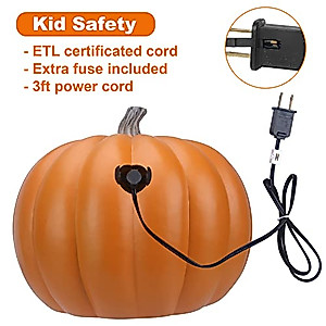 Holiday Pre-Halloween Decorations - Halloween Pumpkin Lantern - lit Pumpkin Lantern- Jack O' Lantern, Large Indoor Outdoor Pumpkin Festival Celebration Garden, Patio, Front Door Décor 11IN Smile Face