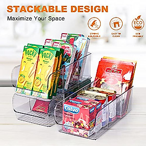 GESTONE 2 Pack Pantry Snack Organizer, Pantry Organization and Storage, Pantry Organizer Bins for Snacks, Pouches, Packets, Stackable Snack Organizers for Fridge, Kitchen, Cabinets, Table, Bedroom