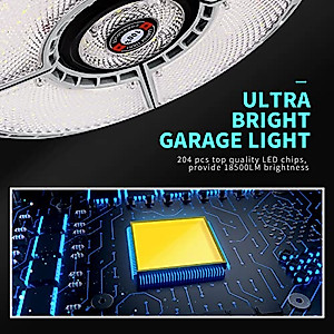 Westontech LED Garage Light, 140W 18500LM Super Bright Deformable Garage Ceiling Light, 6500K CRI80+ Luminabulb, Fixture for Garage Warehouse Shop Basement (White)